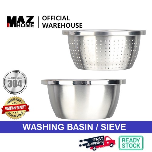 Premium 304 Stainless Steel Thickened Vegetable Washing Basin Rice ...