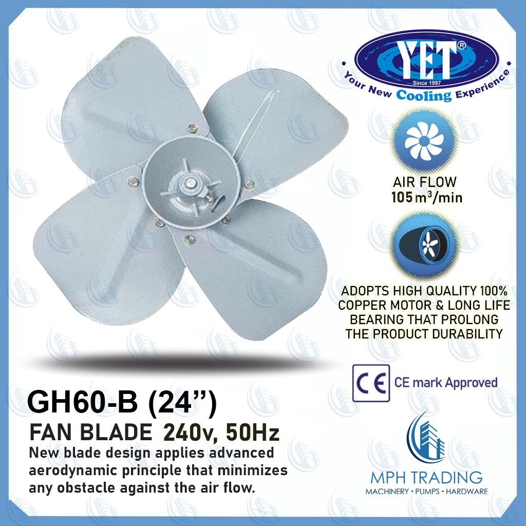 YET GH60B Heavy Duty 24'' (960rpm Low Speed) Industrial Exhaust Fan ...