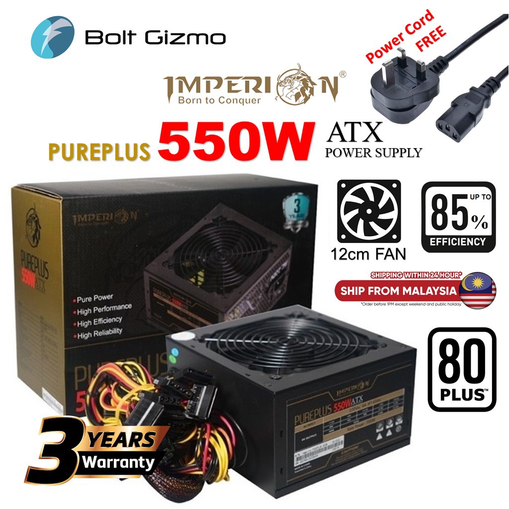 Imperion PUREPLUS 550 Watt 80PLUS White ATX Power Supply 550w | Shopee ...