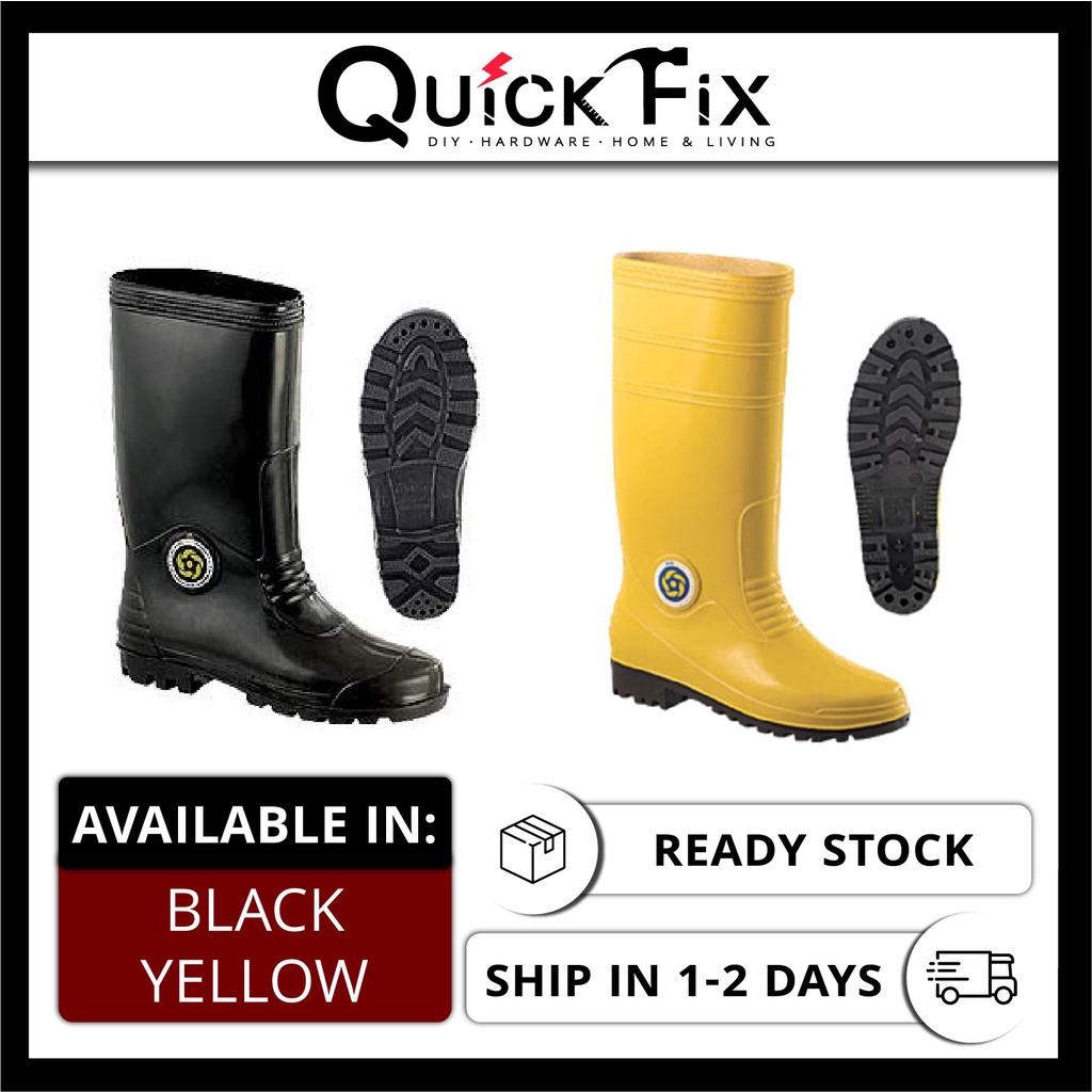 QuickFix KORAKOH Black Or Yellow Safety Rubber Boot Kasut Boot Getah #6000 #7000 Rain Boots Anit ...