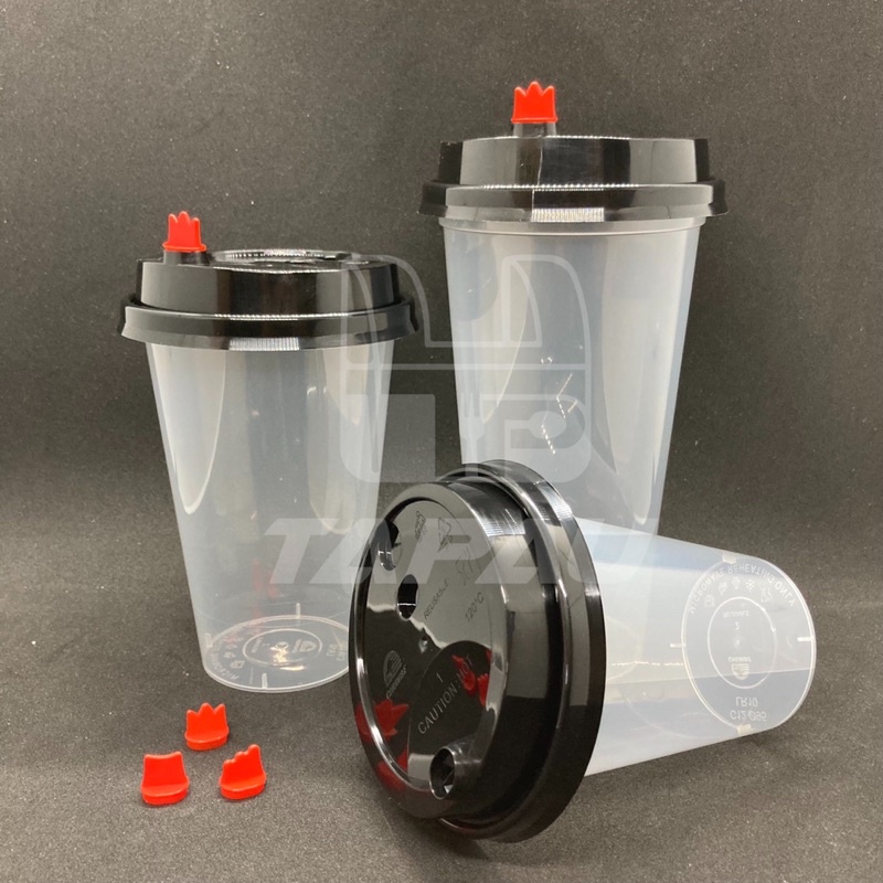 TAPAU - CB 12 16 22 oz Injection PP Cup with Lid & Insert [ 20sets± ] 360 500 700 ml Plastic Cup ...
