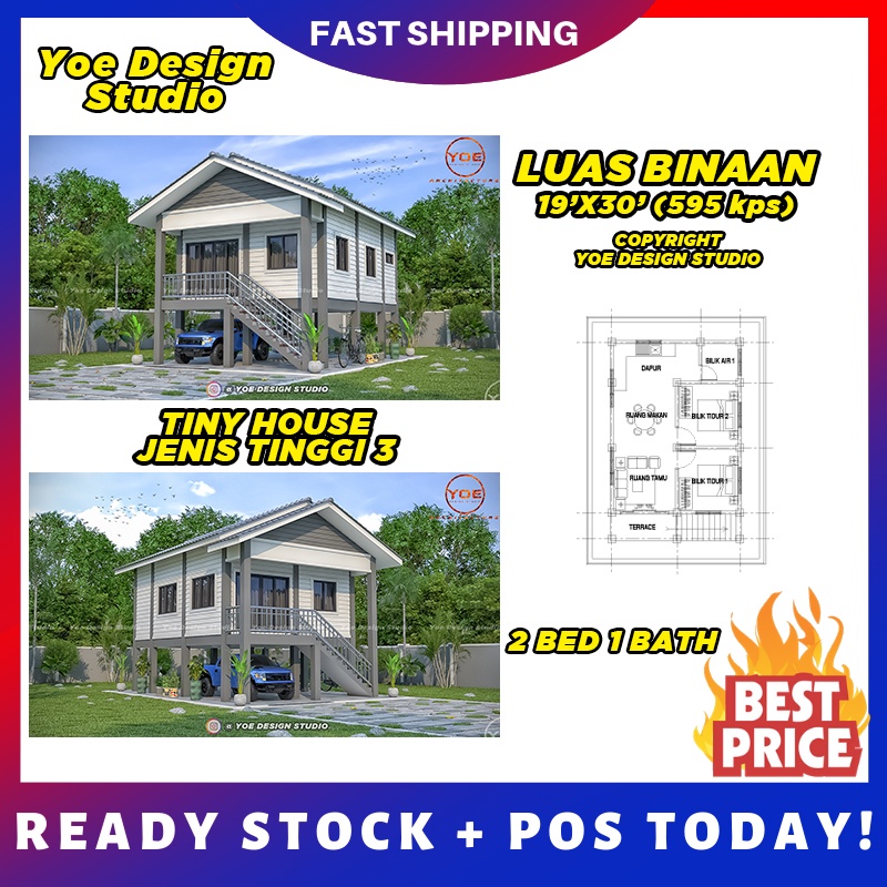 3 KOLEKSI TINY HOUSE JENIS TINGGI | PELAN RUMAH BAWAH 600kps | PLAN ...
