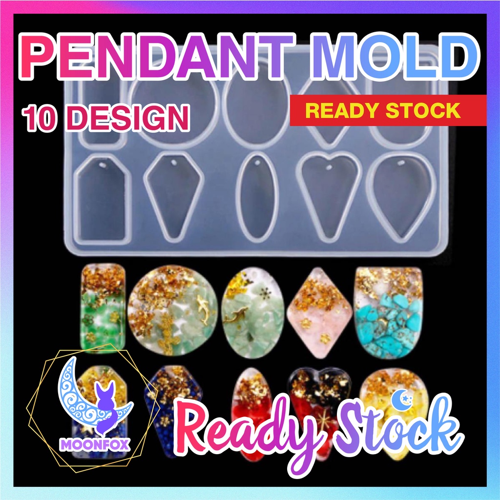 10 IN 1 Silicone pendant mold with hole for Resin UV Resin Family ...