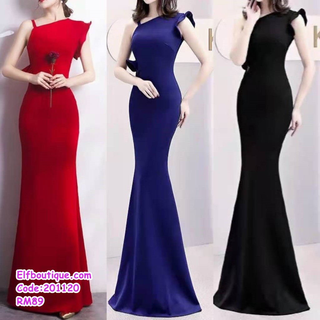 READY STOCK Woman Sexy Elegant Off Shoulder Slim Fit Fish Tail Dinner ...