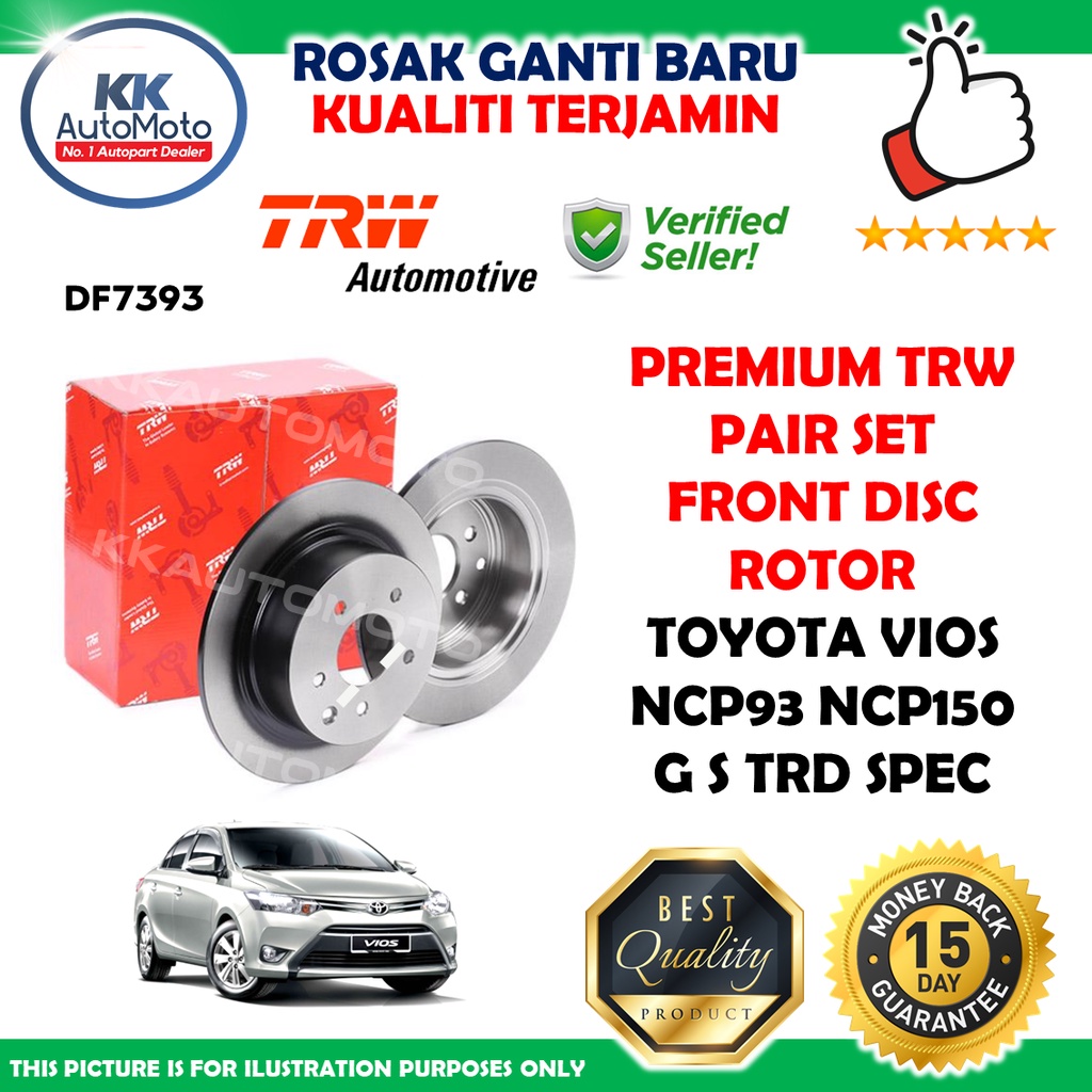 Toyota Vios NCP93 NCP150 G S TRD Spec Premium TRW 1 Pair Front Brake ...