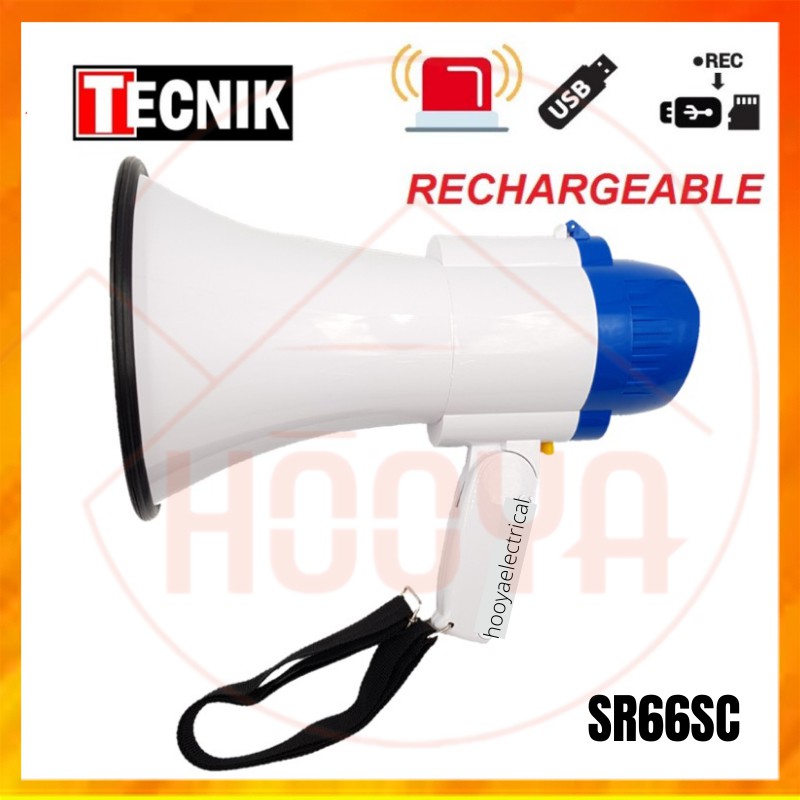 TECNIK SR66SC Li-on Battery Rechargeable 10W Megaphone / Recorder ...