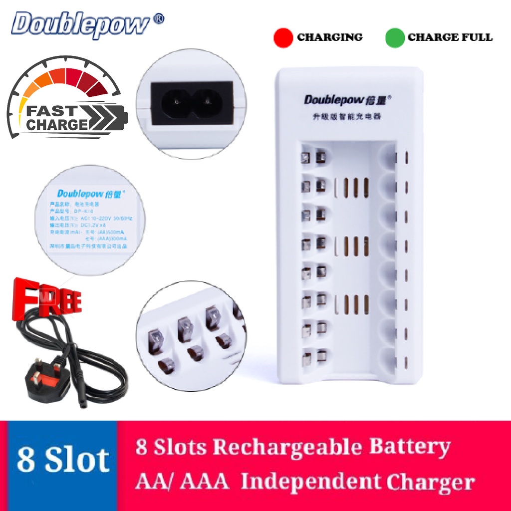 4PACK Original Doublepow AA AAA 1.2V Ni-MH Rechargeable Battery Charger ...