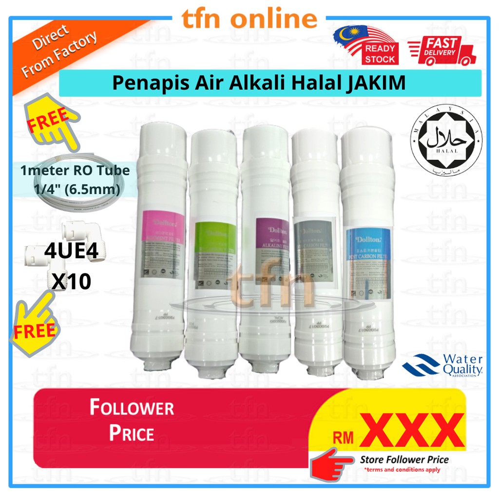 TFN (Halal JAKIM) U Type 10" Korea K1000 Alkaline Water Filter ...