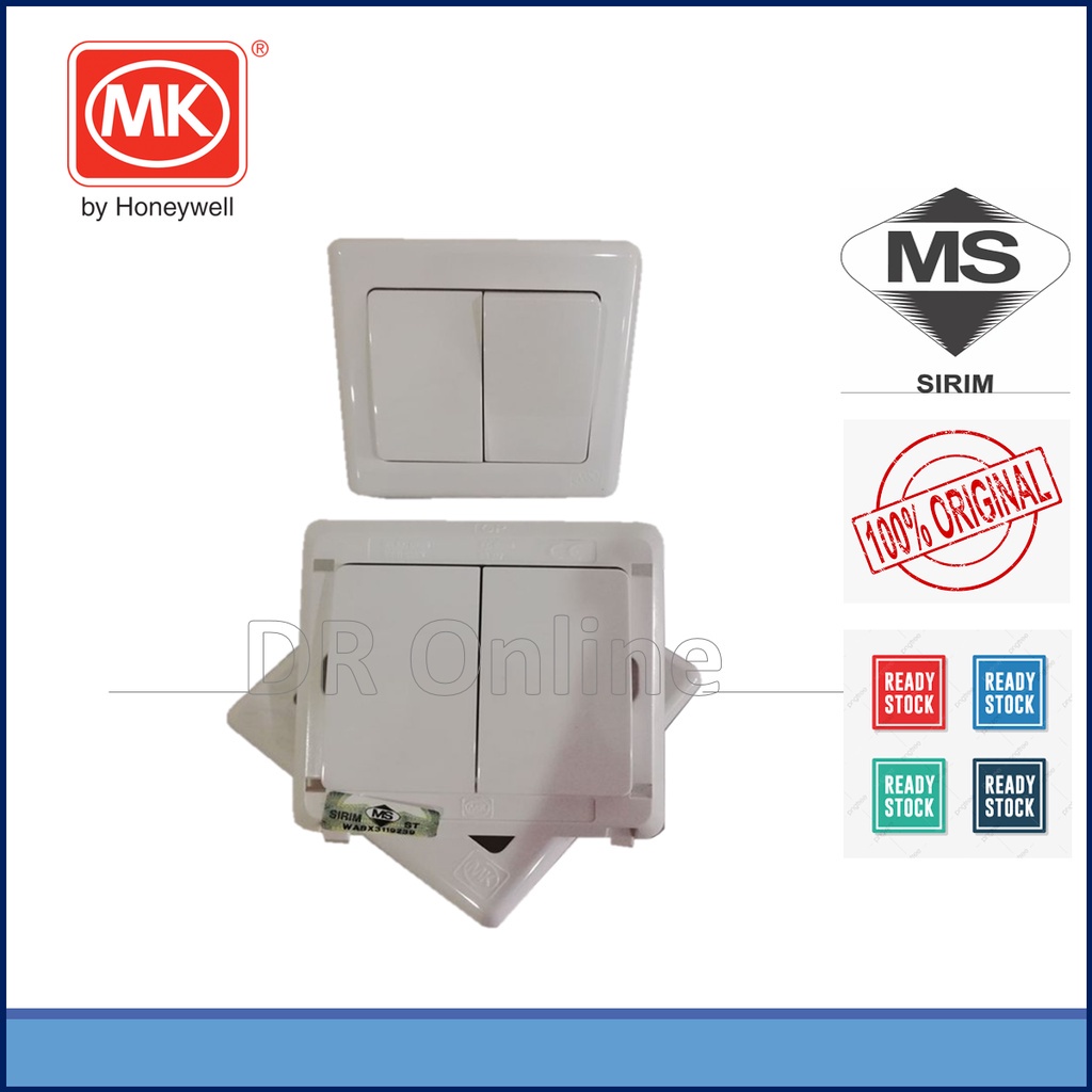 MK 2 Gang 1Way Switch Socket Pvc 10A E4782-W1-WHI | Shopee Malaysia