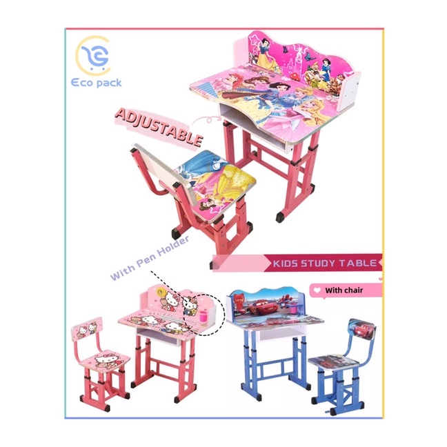 Kids Study Table Set Adjustable Writing Table Study Desk Chair Computer ...