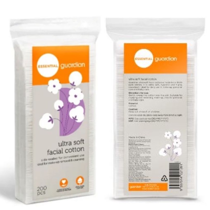 Guardian Ultra Soft Facial Cotton Pads 200's Pad Kosmetik with Zip Lock ...