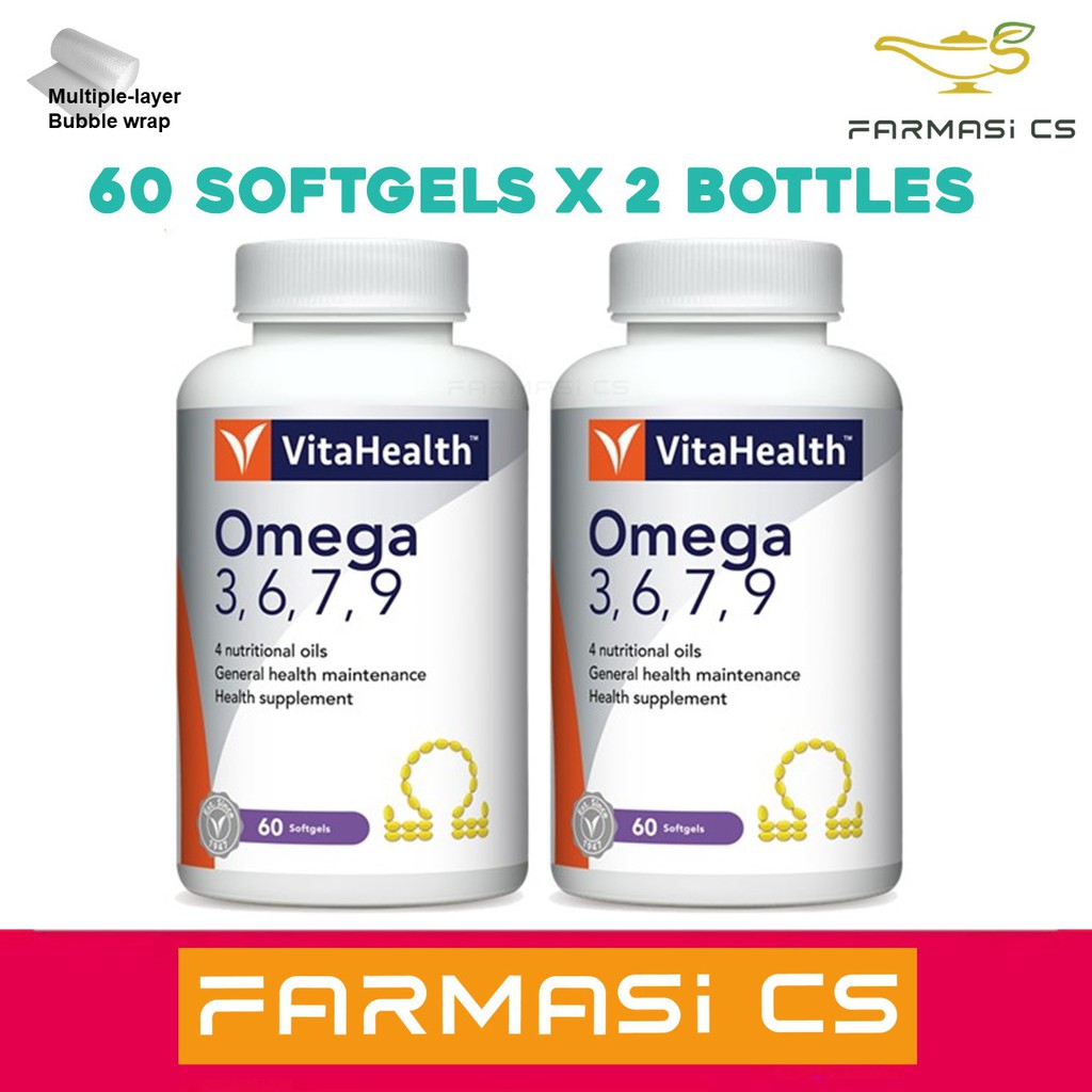 VitaHealth Omega 3 6 7 9 60 Softgels x 2 Bottles (TWIN) EXP:11/2024 ...