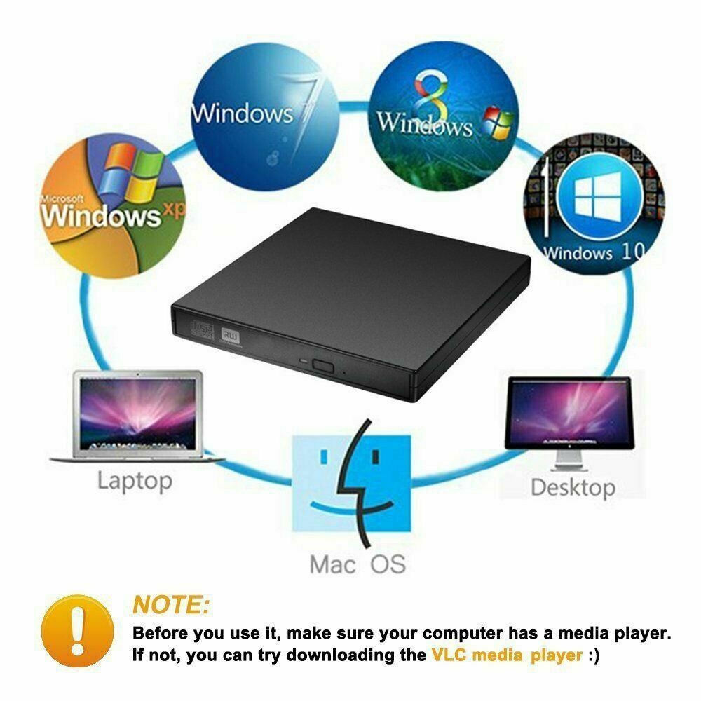 External DVD Drive USB 3.0 Optical CD RW Rom Player Slim Portable ...