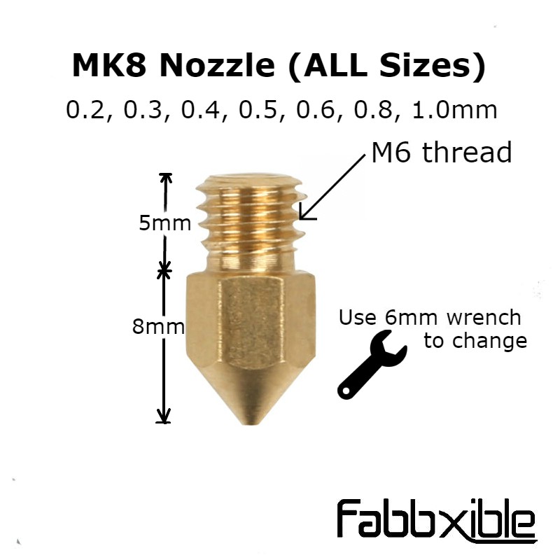 MK8 Brass Nozzle (All Sizes) | Shopee Malaysia