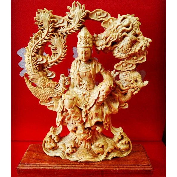 [Dongtian Buddha] Yabo Wood Double-Sided Carving Dragon Phoenix ...