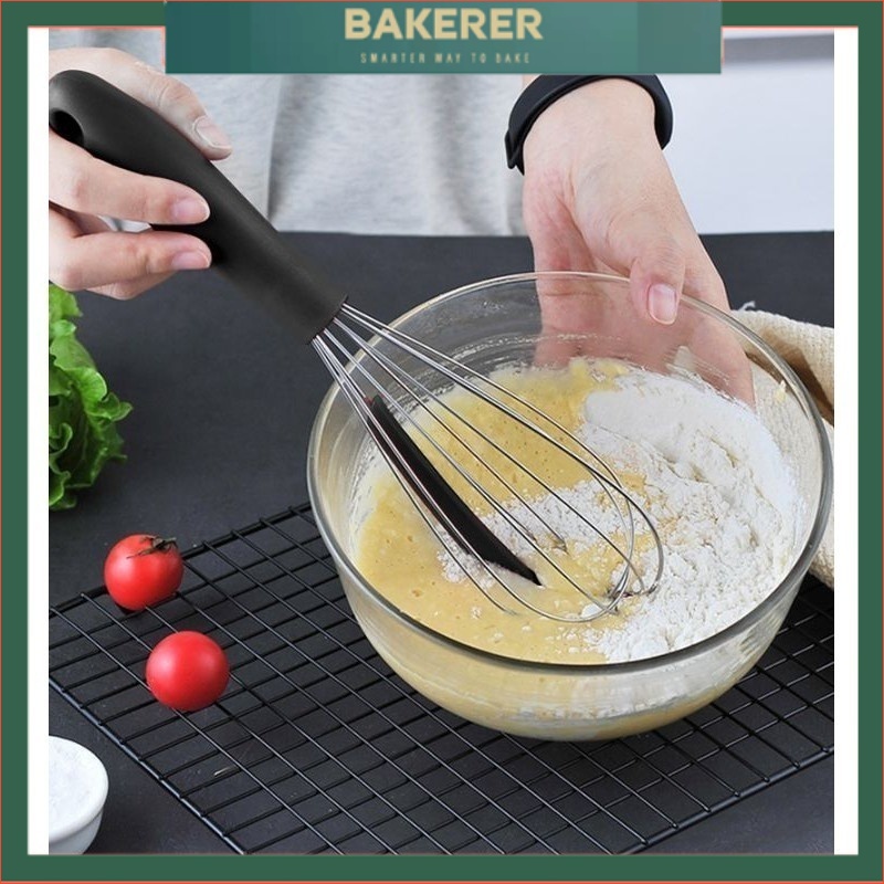 2in1 30cm Hand Mixer Egg Beater with Scraper 304 Stainless steel dual ...