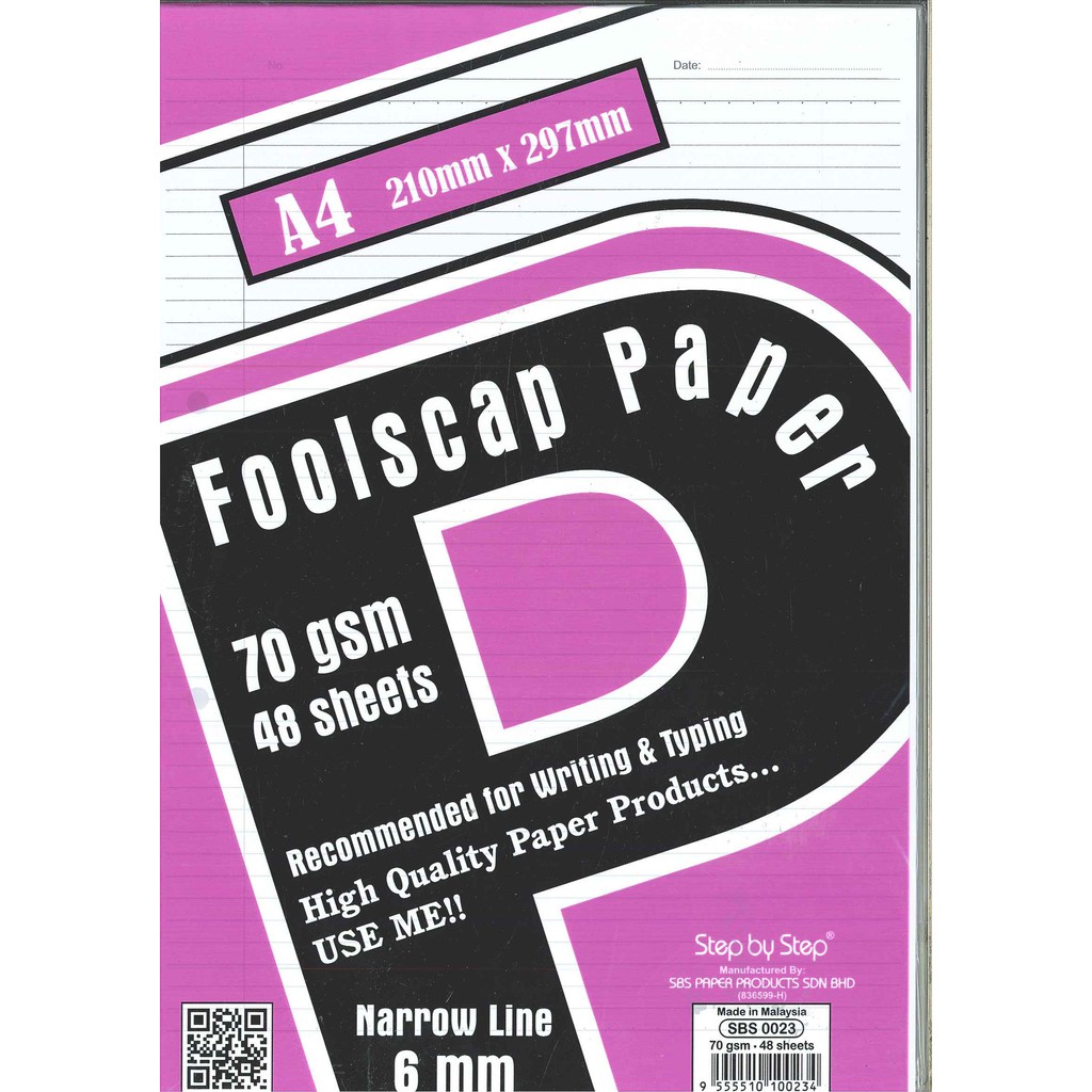 SBS Test Pad Test Sheet Exam Pad Foolscap Paper A4 (NARROW LINE) 70gsm ...