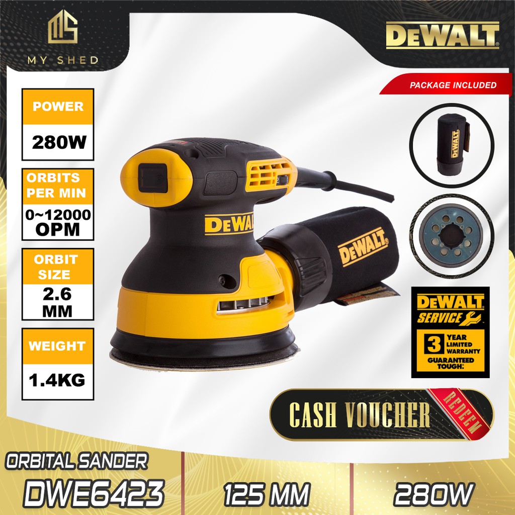 DEWALT DWE6423-B1 280W 5 / 125mm Orbital Sander (DWE6423) | Shopee Malaysia