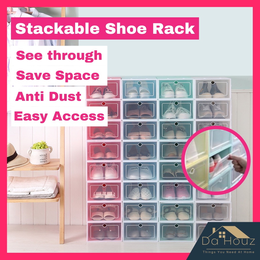 DaHouz Rak Kasut Unisex Stackable Storage Shoe Rack Cabinet Shoe ...