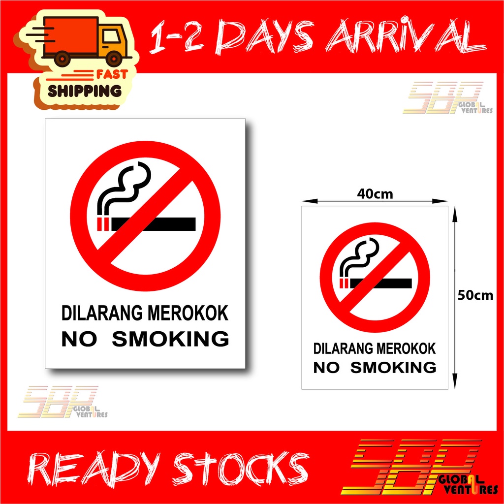 40x50cm DILARANG MEROKOK No Smoking Sign Sticker Restaurant Shop Follow ...