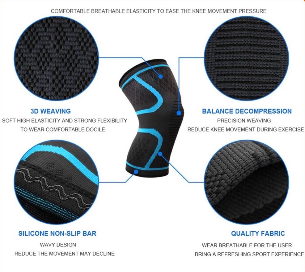 1PCS Anti Slip Elastic Compression Sleeve Knee Guard Knee Brace Knee ...