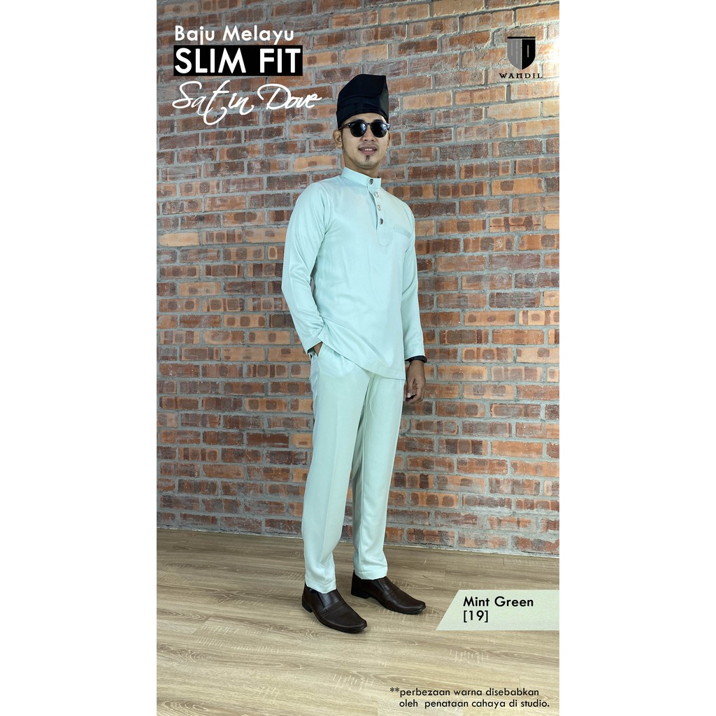 Baju Melayu SLIM FIT - SATIN DOVE WANDIL | set1 | Shopee Malaysia