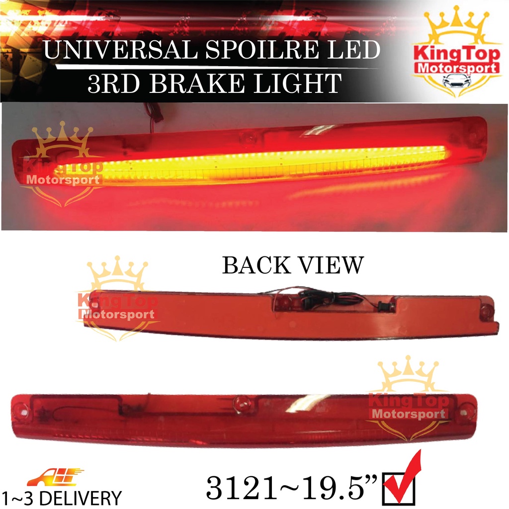 3121 Spoiler LED Third Brake Light Lamp Universal (49.5CM 3 Screw Legs ...