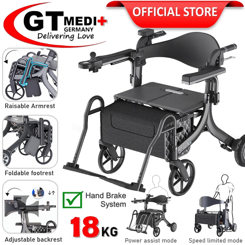 E45-A-18 GT MEDIT GERMANY Airplane Electric Wheelchair Rollator Walker ...