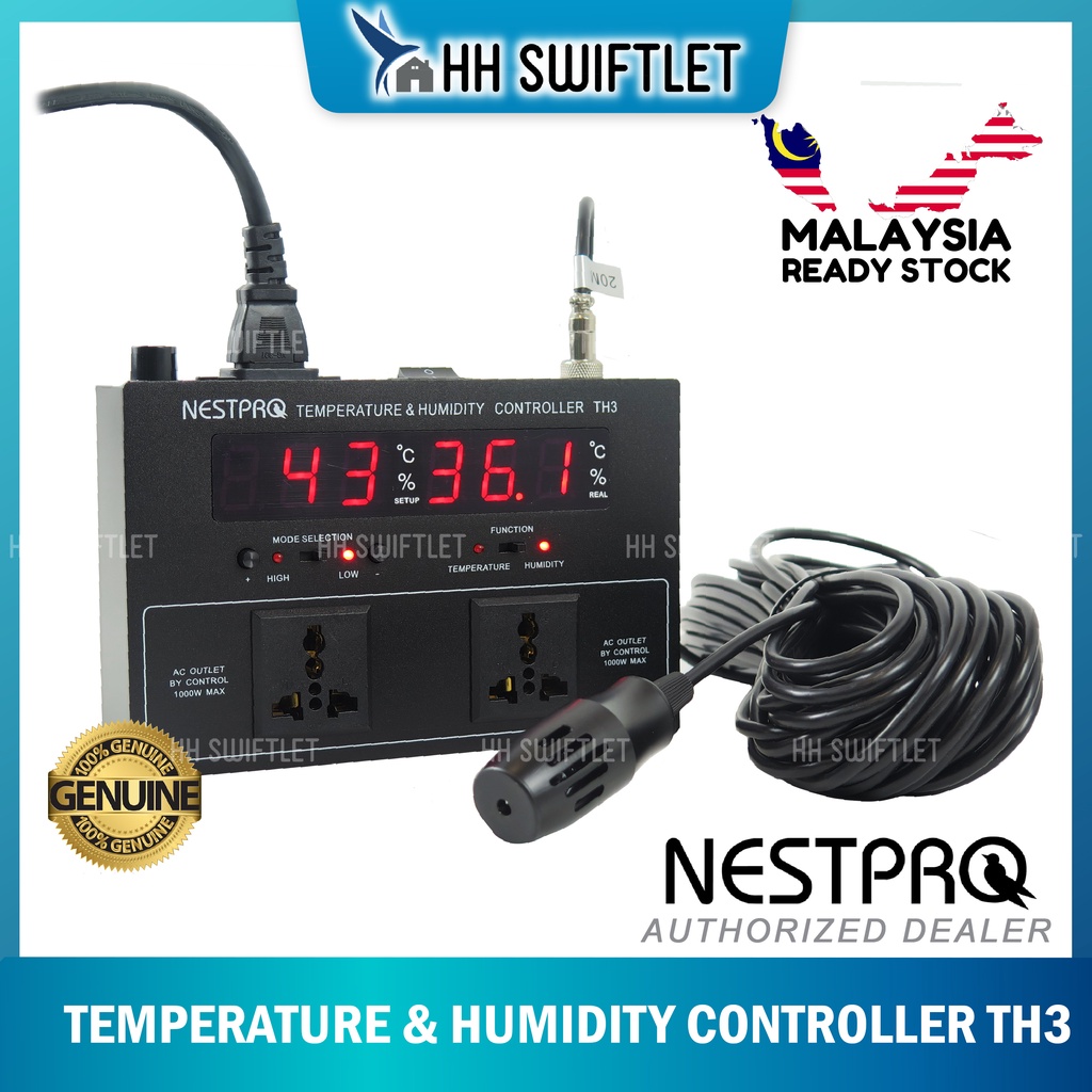Nestpro TH3 Humidity and Temperature Controller with Sensor (20 meter ...