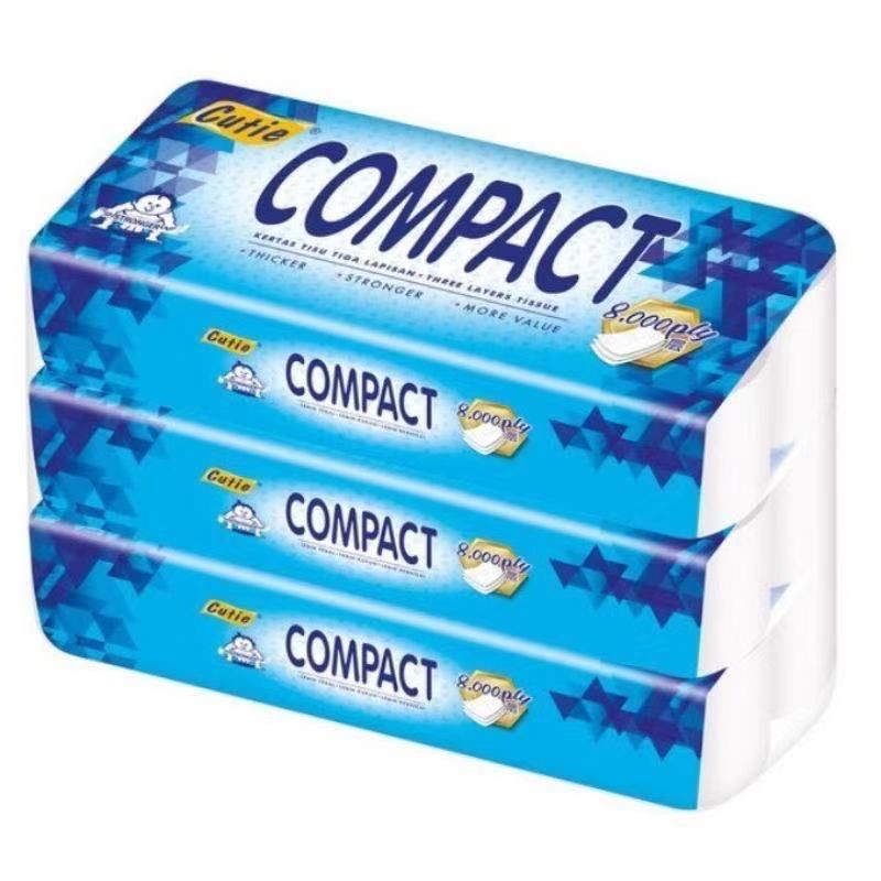 Cutie Compact 8000 PLY Bathroom Tissue (2ply) 3PK x 10 rolls ( 3 INI 1 ) | Shopee Malaysia