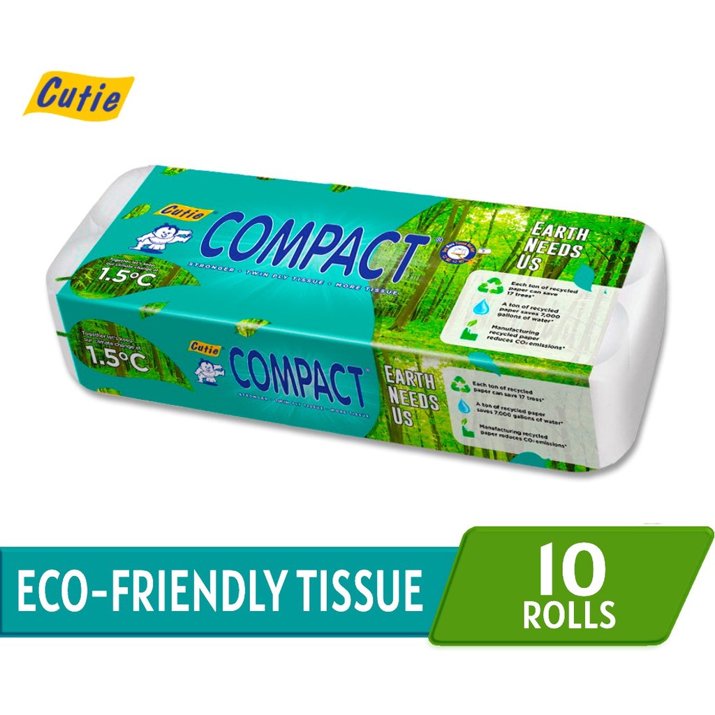 Cutie Compact Eco-Friendly Toilet Rolls 2 ply x 10 rolls | Shopee Malaysia