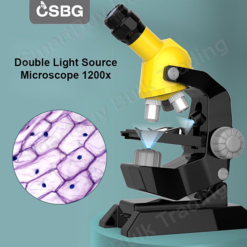 Microscope Educational Science Kit 1200X Magnification Dual Light Kids ...