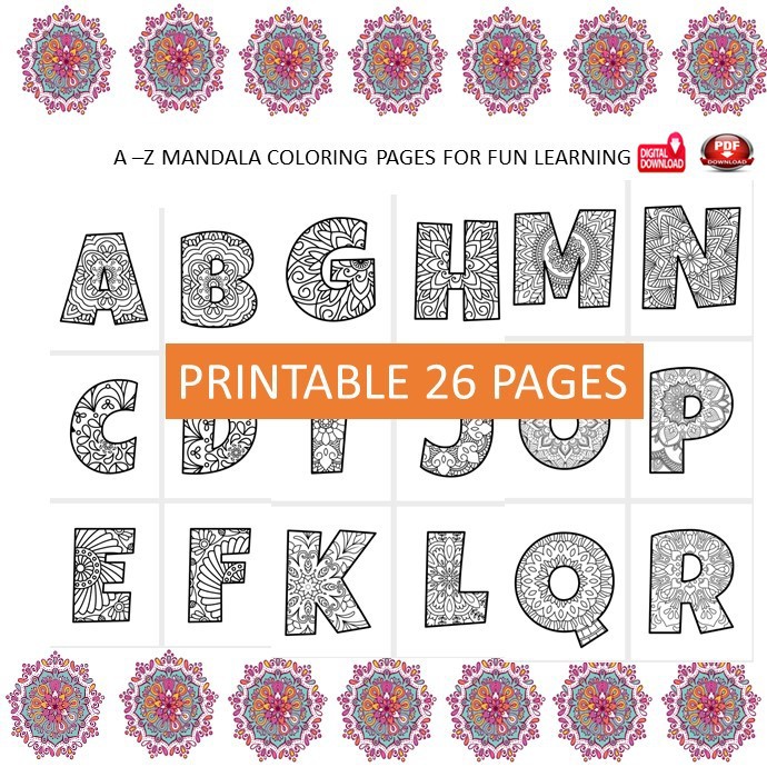 Printable Alphabet Mandala Coloring Books - Kids Activities-D04 ...