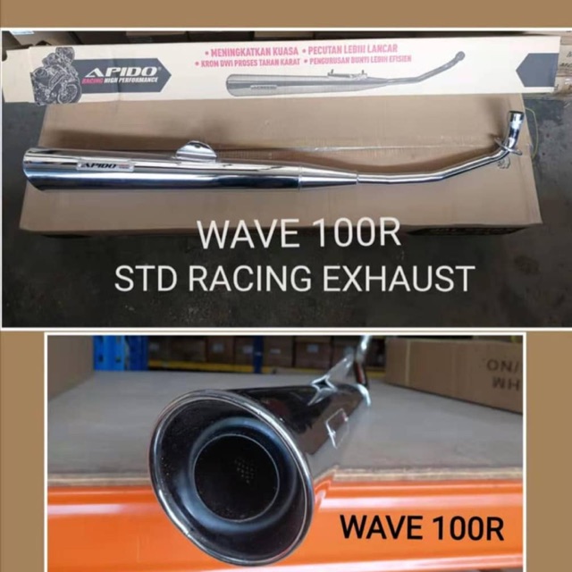 WAVE 100R APIDO STANDARD RACING EXHAUST PIPE W100R WAVE100R | Shopee ...