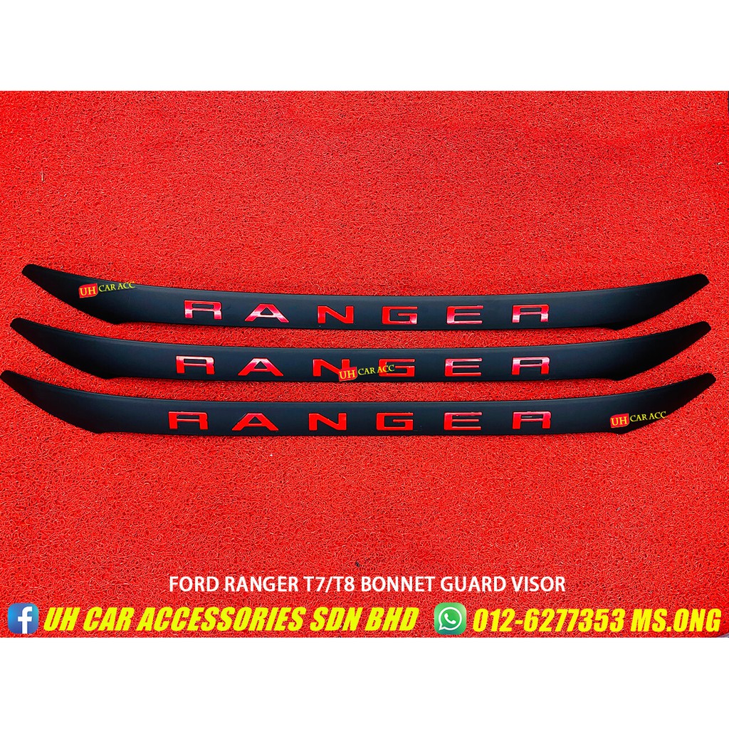 Ford Ranger T7/T8 Front Bonnet Guard Protector Visor Bonet Trim Hood ...