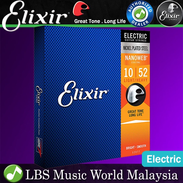 Elixir String 12077 Nanoweb Electric Guitar String Nickel Plated Steel ...