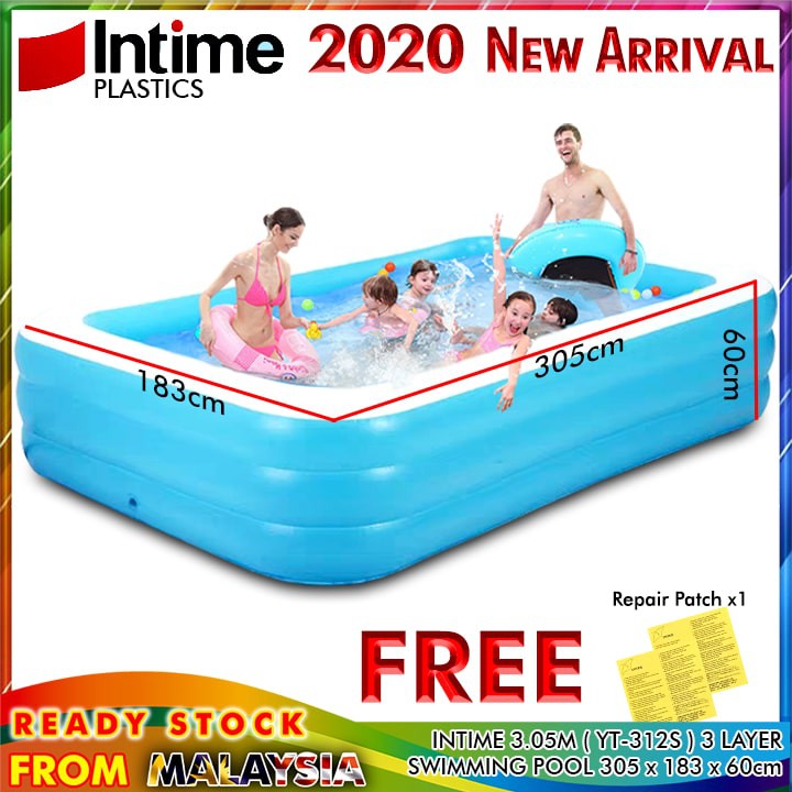 Rectangular Inflatable Swimming Pools 130*90*48) INTIME 3 Layer Extra
