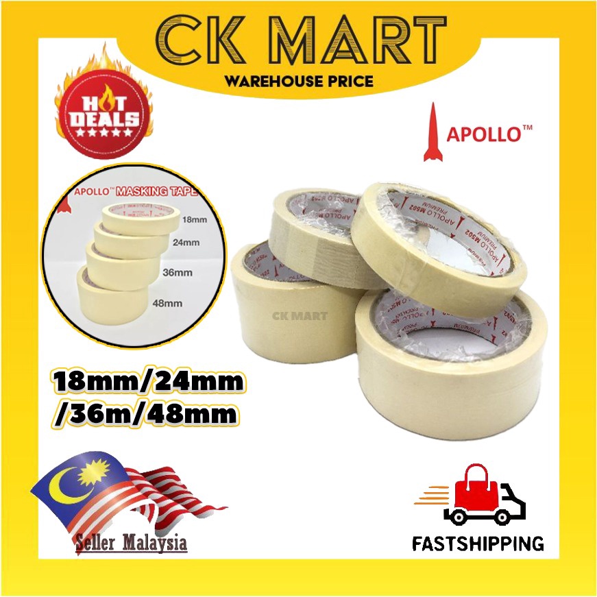 Apollo Masking Tape M500 M502 Premium High Temperature 18mm, 24mm, 36mm ...