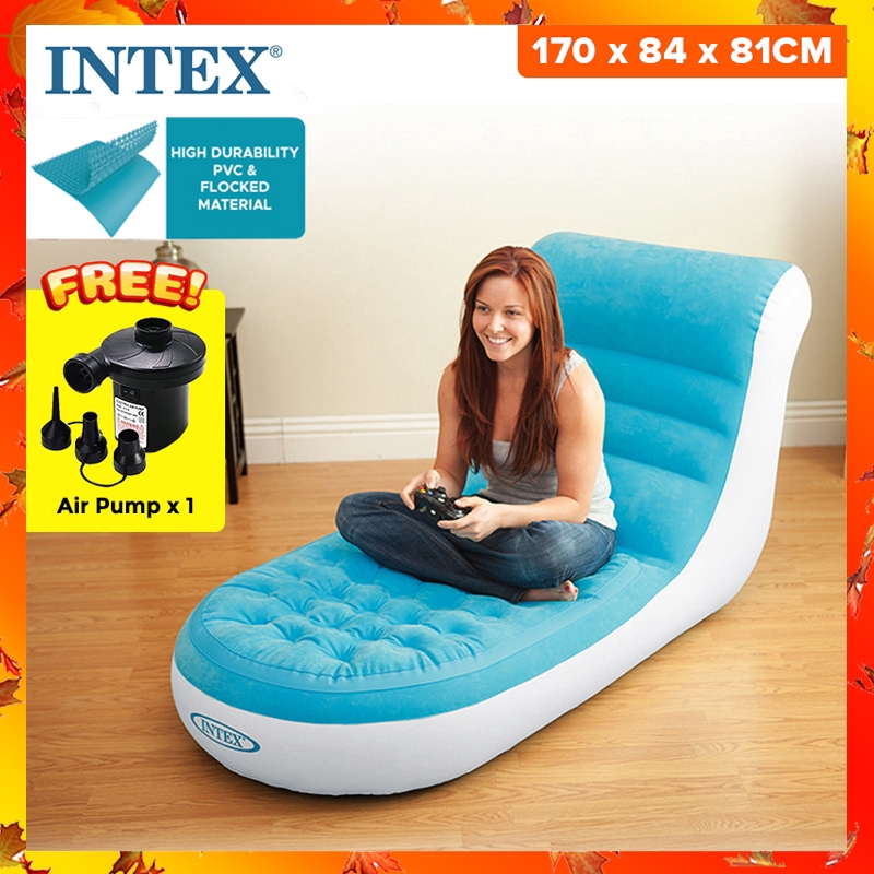 INTEX 68880 Inflatable Splash Lounge Air Chair Single Relaxing Indoor ...