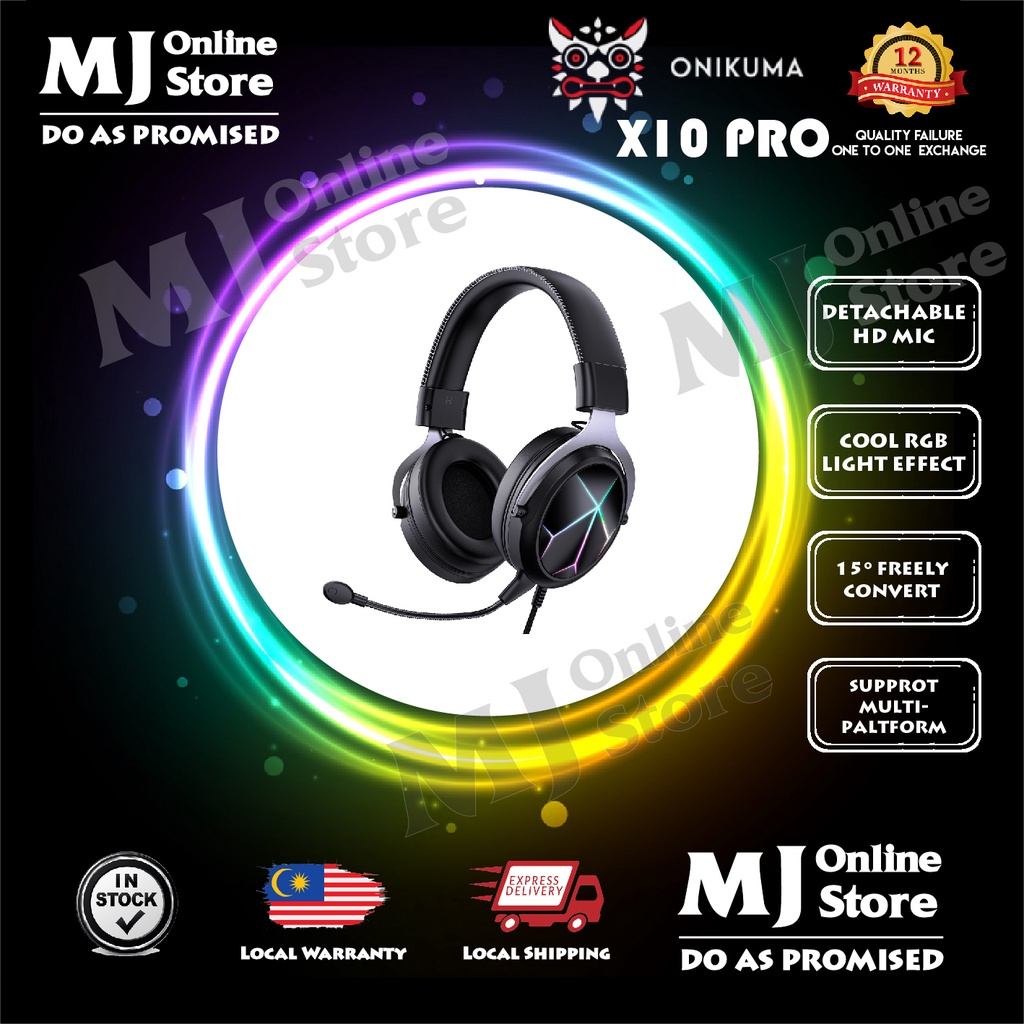 ONIKUMA X10 PRO LED RGB Gaming Headphones Noise Cancelling Sports ...