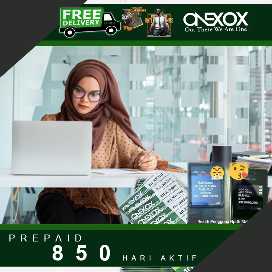 onexox prepaid card AKTIF 850 HARI 28个月的信用证有效期 28months credit validity ...