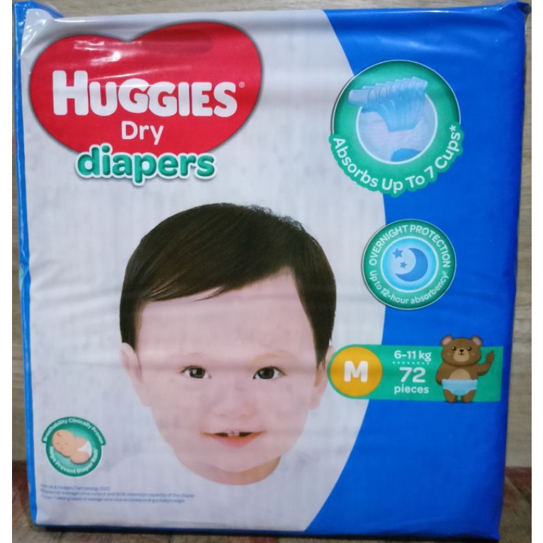 Huggies Dry Diapers Medium Tape 72's | Shopee Malaysia