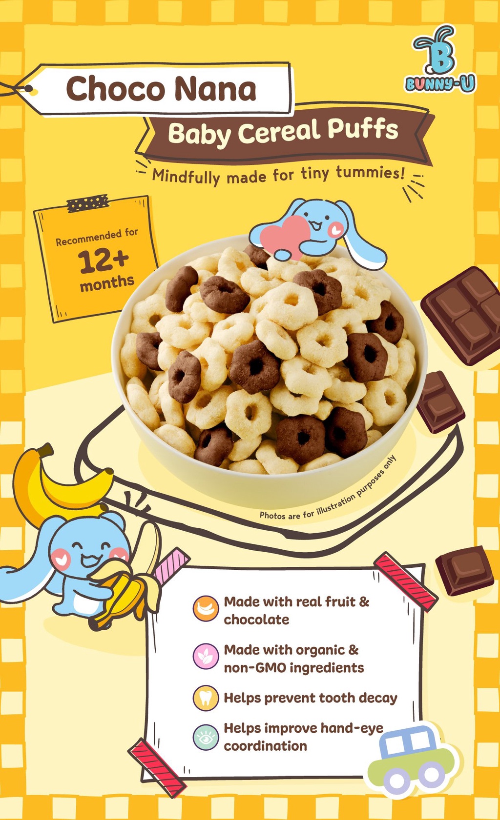 Signature Market Bunny-U Choco Nana Baby Cereal Puffs (60g) | Shopee ...