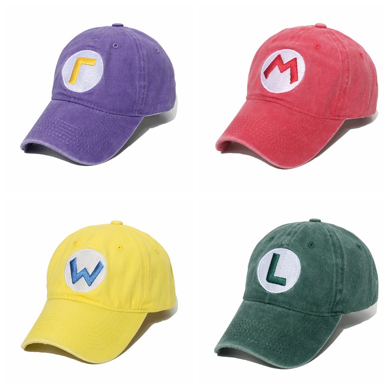 super mario caps men and women alphabet embroidery cartoon baseball cap ...