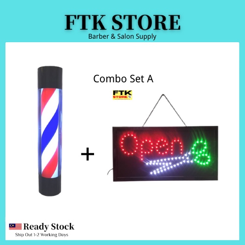 90cm x 18cm x 18cm Barber Pole Led Light Hair Salon light Rotating ...