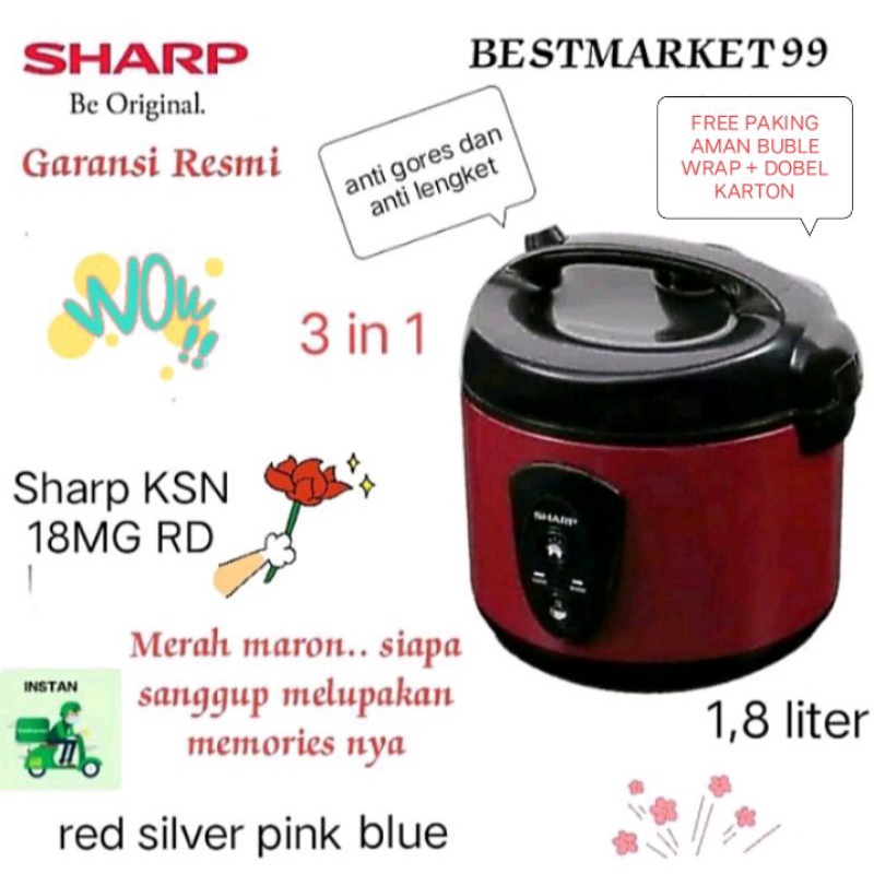 Magic COM SHARP KSN 18MG RICE COOKER 1,8 LITER FREE Safe Packing Bubble ...
