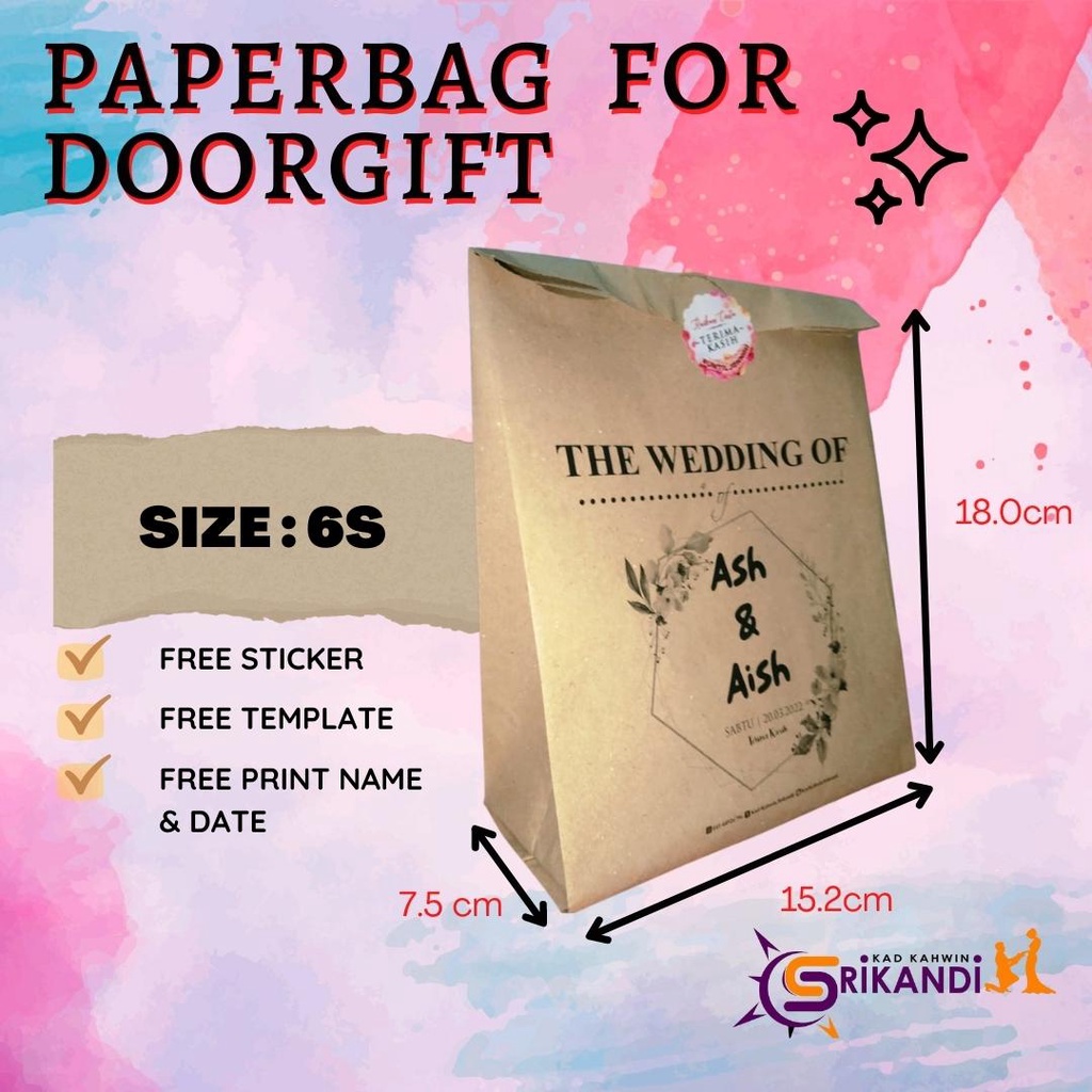 PAPER BAG KKS (6S) [50pcs - 500pcs] DOORGIFT PRINTED+STICKER | Shopee ...