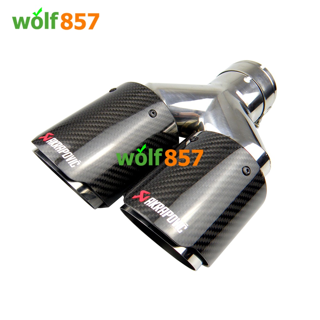 Dual Y Style Carbon Fiber Exhaust Tailpipe Stainless Steel Black Carbon ...