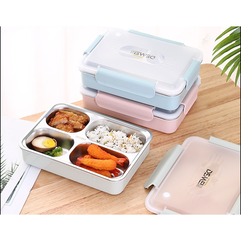304 stainless steel multi-divided lunch box with lid heat preservation ...