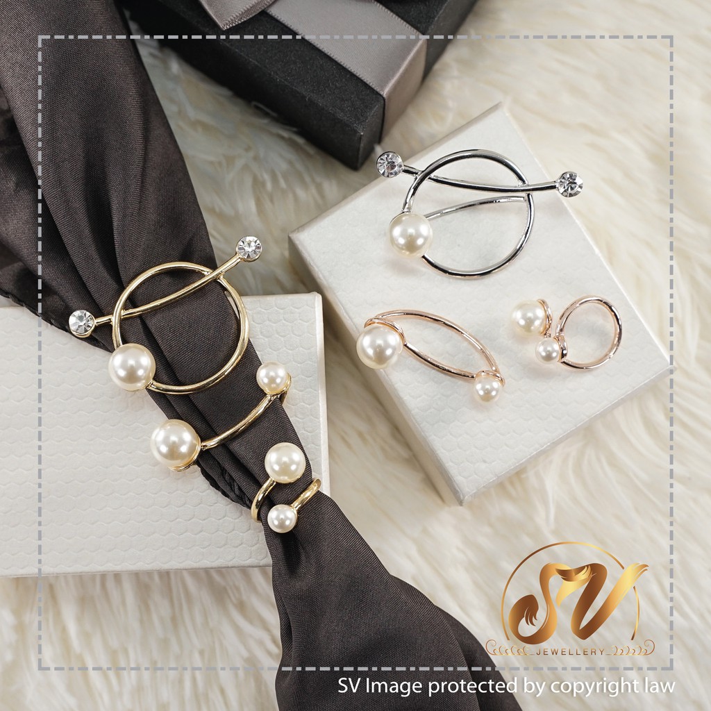 Ring Brooch Mutiara Muslimah Single Cincin Scarf Buckle Tudung Bawal ...